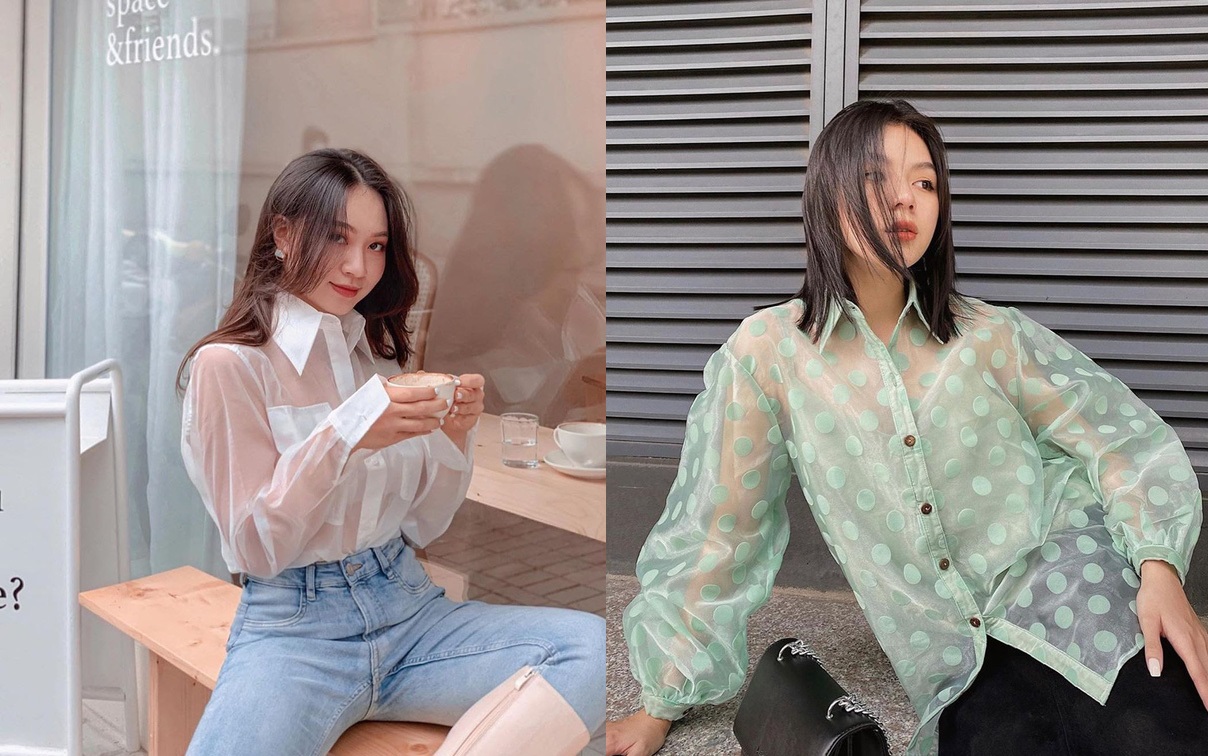 Ăn diện nửa kín nửa hở với sơ mi xuyên thấu chuẩn style Hàn đảm bảo ...