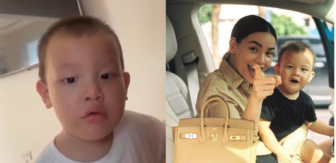 Leon được ba Kim Lý dạy cách bày tỏ tình cảm với mẹ Hà Hồ, vẻ mặt tấu ...